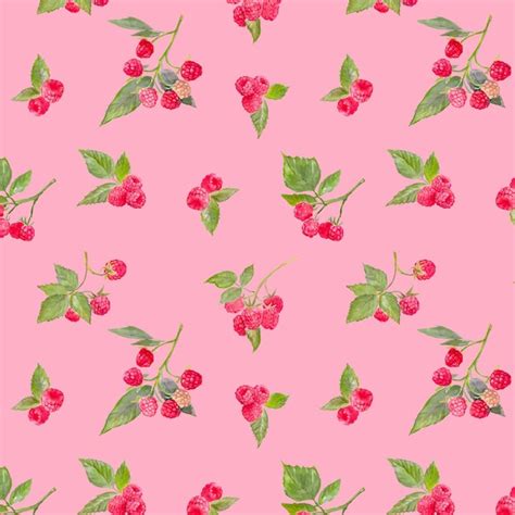 Premium Vector Raspberry Pattern Fabric Pattern Berries Raspberry Watercolor Illustration