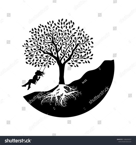 Girl On Big Tree Swing Logo Stock Vector Royalty Free 1208209207 Shutterstock