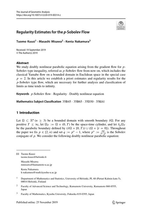 Pdf Regularity Estimates For The P Sobolev Flow