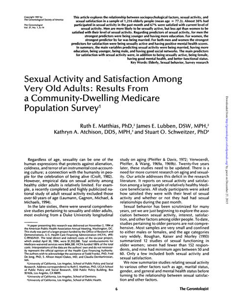 Pdf Sexual Activity And Satisfaction Among Very Old Adults Results