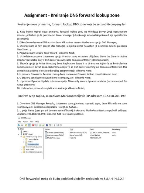 Assignment Kreiranje Dns Forward Lookup Zone Pdf