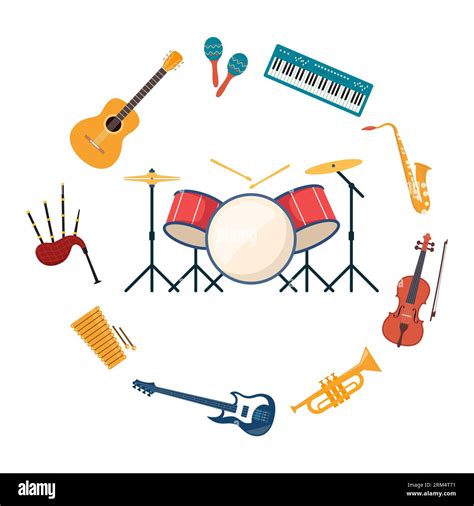 Musical Instruments Set Of Icons Guitar Synthesizer Violin Cello