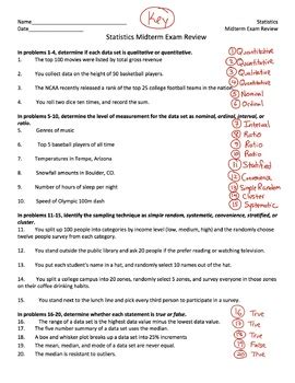 Statistics Midterm Review Exam By Mountainworks Education TPT