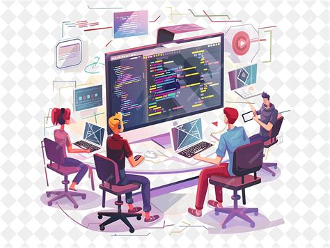 Futuristic App Developer With Characters Coding And Designin Png People