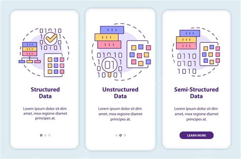 Mobile App Screen Showing Various Big Data Onboarding Techniques Vector