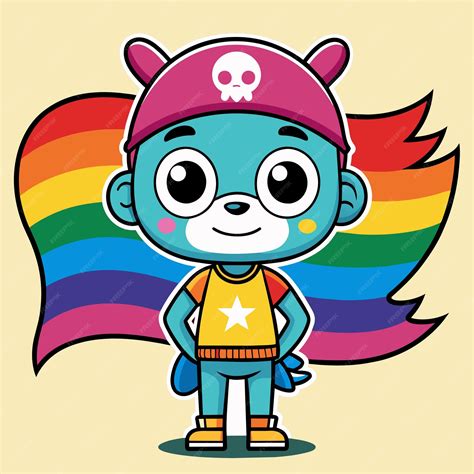 Premium Vector A Cartoon Character With A Rainbow And A Cartoon
