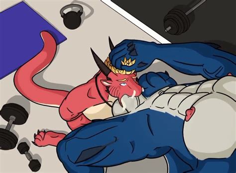 Muscle Dragon Blowjob Big Cock Muscle Shark In The Gym