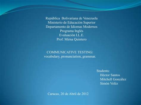Communicative Testing Presentation Pptx
