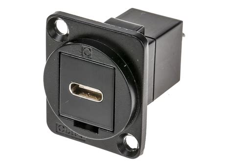 RS PRO Straight Panel Mount Female To Male Type C USB Connector RS