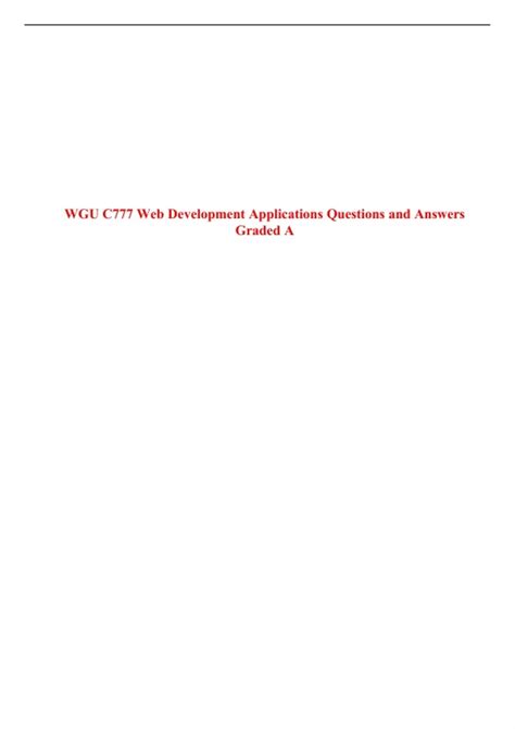 WGU C Web Development Applications Questions And Answers Graded A WGU C Stuvia US