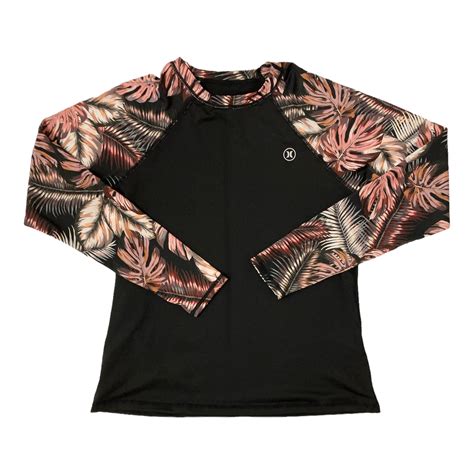 Hurley Womens Upf 50 Spf Uv Swimming Rash Guard Long Sleeve Pull