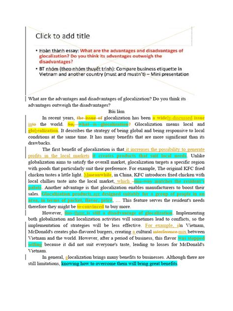 Essay 1 Feedback Pdf Globalization Advertising