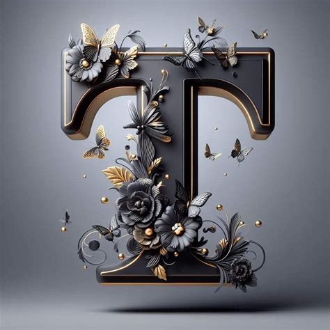 Floral And Butterfly Letter T Art