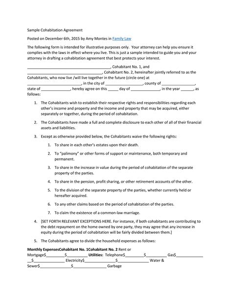 Cohabitation Agreement 30 Free Templates And Forms Templatelab
