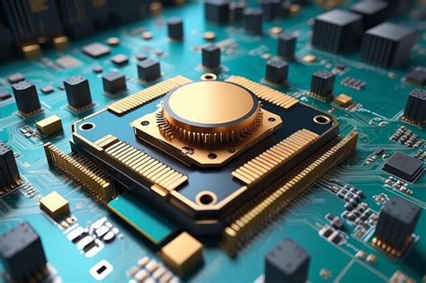Premium Photo View Of A Cpu Processor Chip With A Gear And Network