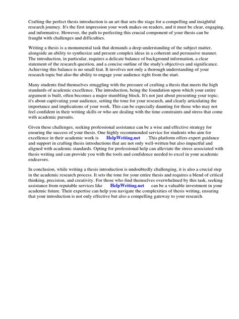 Example Of Good Thesis Introduction Pdf