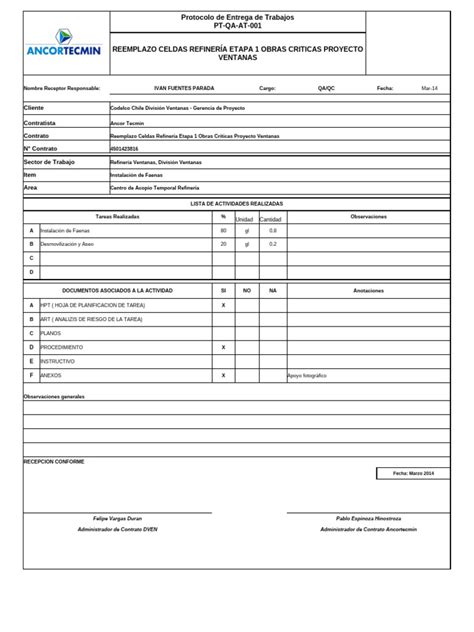 Pt Qa At 001 Protocolo De Entrega Pdf