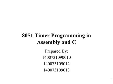 Microcontroller 8051 Timer And Counter Module Ppt Computing