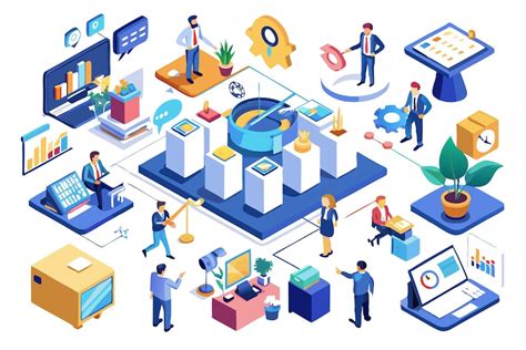 Isometric Illustration Of A Team Working Together On A Project