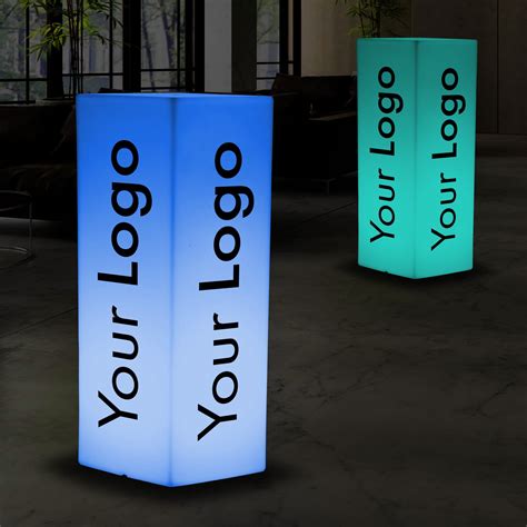 Pillar Logo Light Box Tall Illuminated Branded Column Bollard Sign