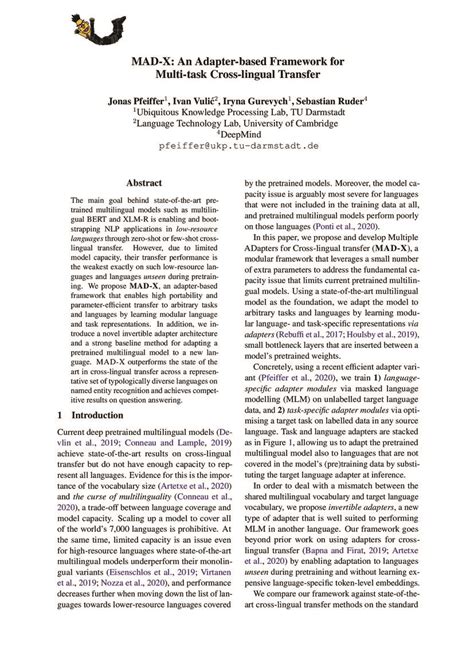 MAD X An Adapter Based Framework For Multi Task Cross Lingual Transfer DeepAI