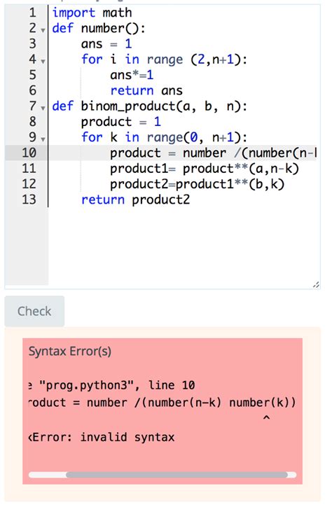 Solved Write A Python Function Binomproduct That Takes