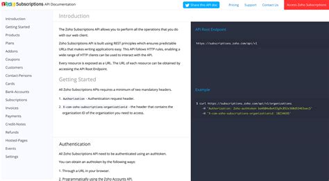 developer apis zoho subscriptions