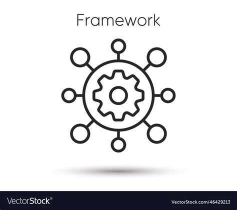 Framework Line Icon Service Gear Sign Execute Vector Image