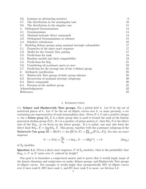Solution Modeling The Distribution Of Ranks Selmer Groups And