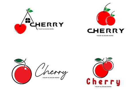 체리 과일 로고 붉은 색깔 식물 벡터 일러스트 레이 션 과일 가게 디자인 회사 스티커 제품 브랜드 과수원에 대한 스톡 벡터 아트 및 기타 이미지 Istock