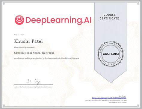 Khushi Patel On Linkedin Deeplearning Cnn Machinelearning Coursera Achievement