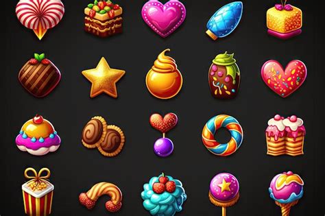 Premium AI Image Colorful Candy Land Sprite Sheet For Slot Game Design
