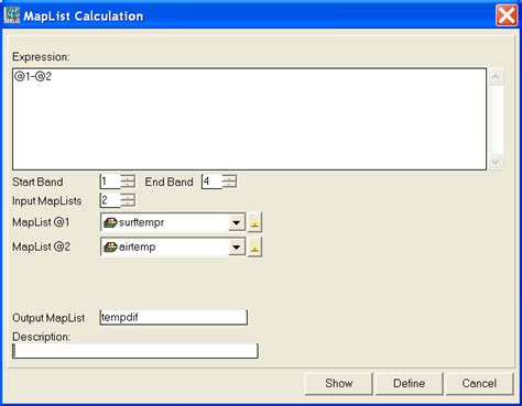 13 Map List Calculation Window To Compute Temperature Differences