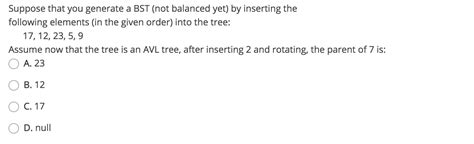 Solved Suppose That You Generate A Bst Not Balanced Yet By