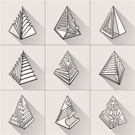 Set Of D Geometric Shapes Pyramid Designs Stock Vector Illustration Of Icon Geometric