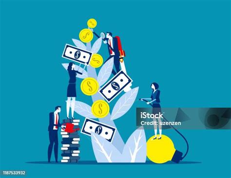 수익 성장 및 수익 창출 개념 비즈니스 금융 벡터 일러스트 나무 물을 돌보는 0명에 대한 스톡 벡터 아트 및 기타 이미지 0명 개발 개선 Istock