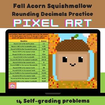 Rounding Decimal Values Squishmallow Acorn Fall Mystery Pixel By