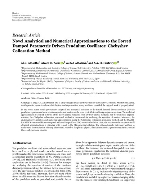 Pdf Novel Analytical And Numerical Approximations To The Forced Damped Parametric Driven
