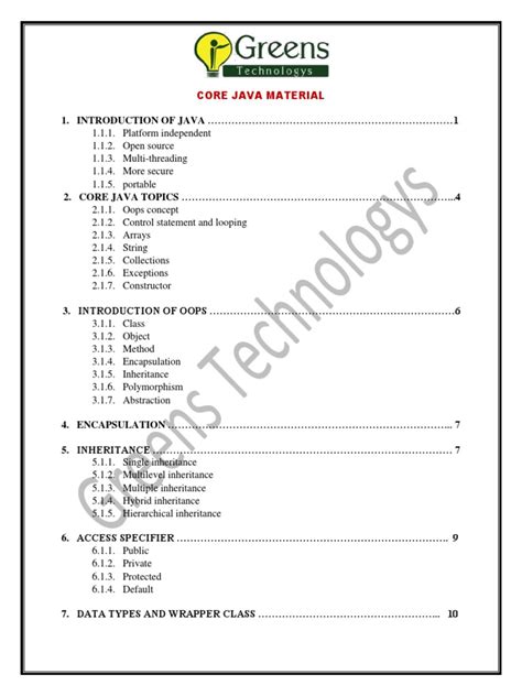 Core Java Material Pdf Class Computer Programming Method