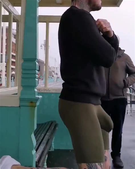 Sexy Hung Tatted Thug Exhibits Huge Bulge In Public