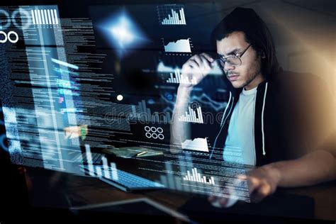 Encoding In Progress Shot Of A Young Hacker Cracking A Computer Code