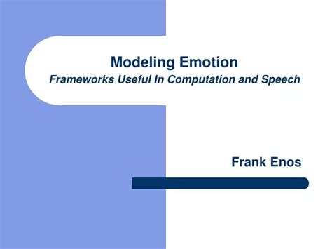 ppt modeling emotion frameworks useful in computation and speech