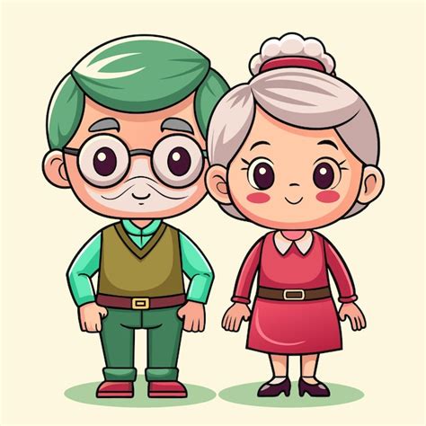 Happy Grandpa And Grandma Celebrating Love Cartoon Vector Illustration