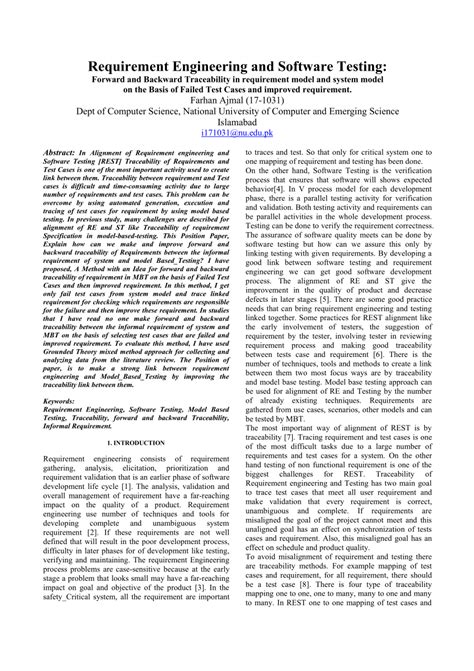 Pdf Requirement Engineering And Software Testing Forward And