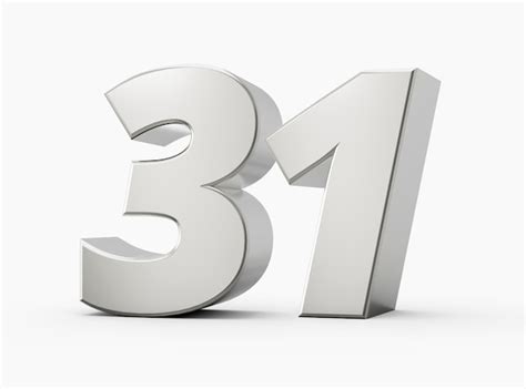 Premium Photo Silver 3d Numbers 31 Thirty One Isolated White Background 3d Illustration