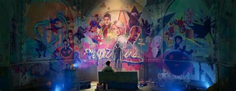 익스트림무비 스파이더맨 뉴 유니버스에서 마일즈삼촌이랑 그렸던 그래피티 어크로스 스파이더버스 속 모습