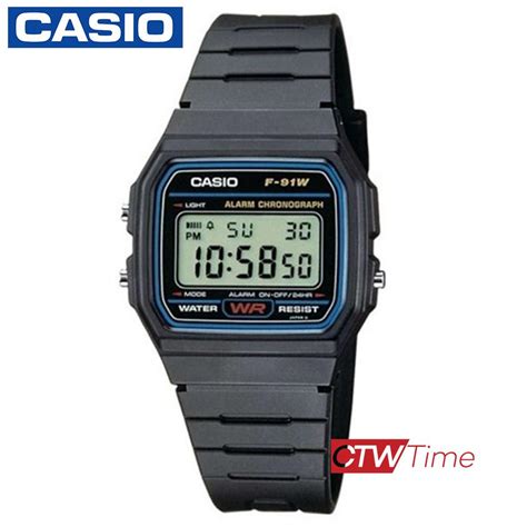 Casio Standard นาฬิกาข้อมือผู้ชาย ผู้หญิง สายเรซิ่น รุ่น F 91w 1dg สีดำ Th