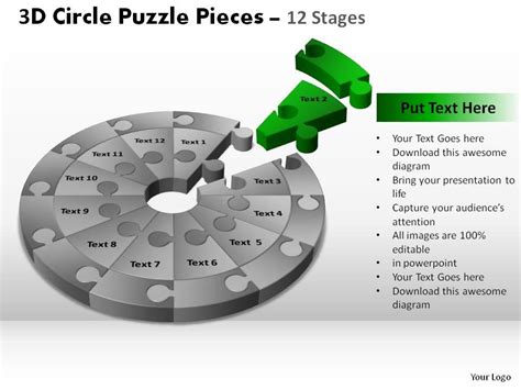 D Circle Puzzle Diagram Stages Slide Layout Ppt Templates PowerPoint Slide