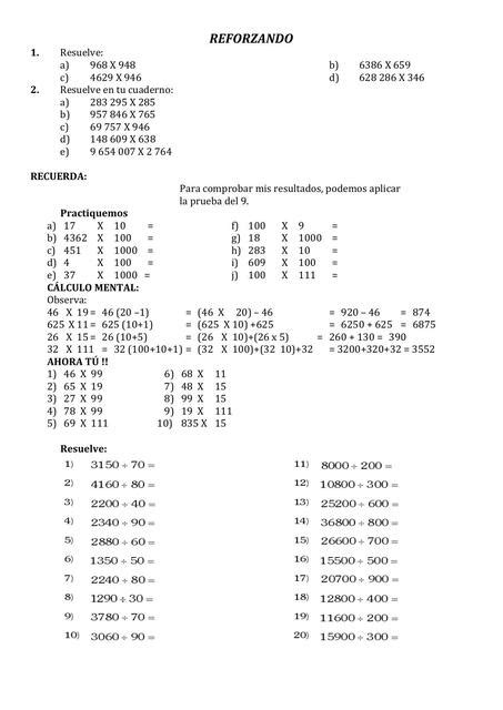 Reforzando Operaciones Básicas Para Sexto De Primaria Kely Gaby Ccanto Laurente Udocz