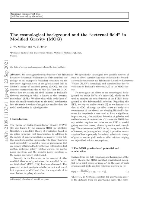 Pdf The Cosmological Background And The External Field In Modified